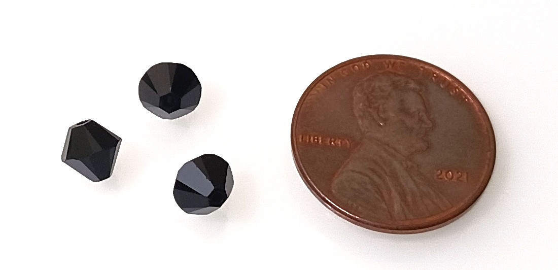1 Dozen Swarovski Brand 6mm Bicones - Jet