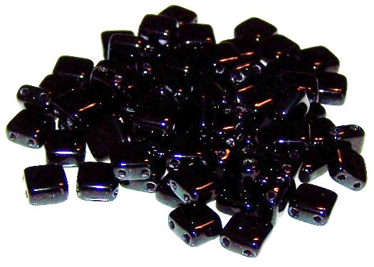 25 Czech Glass 2-Hole 6mm Tile Beads - Jet