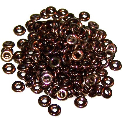 5 Grams of 4x1mm Czech Glass O-Beads - Jet Bronze