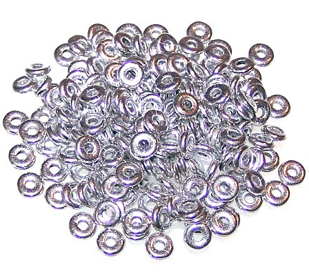 5 Grams of 4x1mm Czech Glass O-Beads - Jet Labrador Full