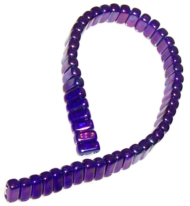 25 Czech Glass 2-Hole 3x6mm Brick Beads - Indigo Moon Dust