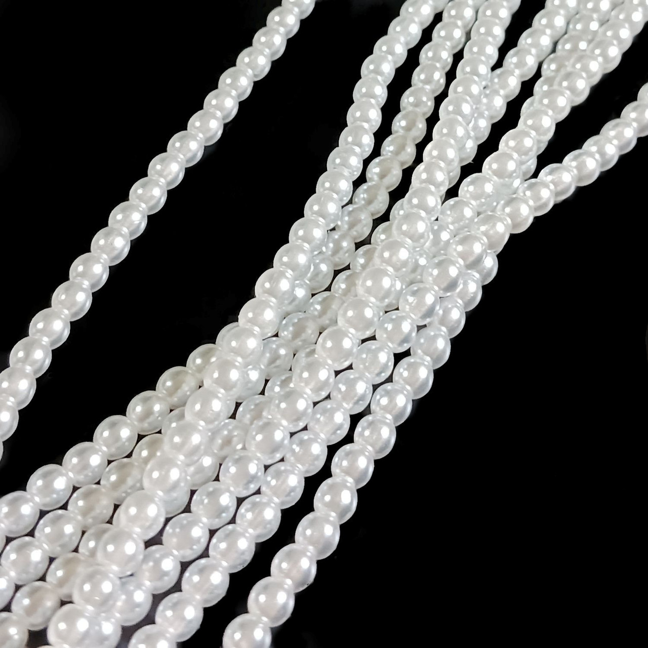 1 - 18 inch Strand (Approximately 150 Beads) of Czech Glass 3mm Pearl ...