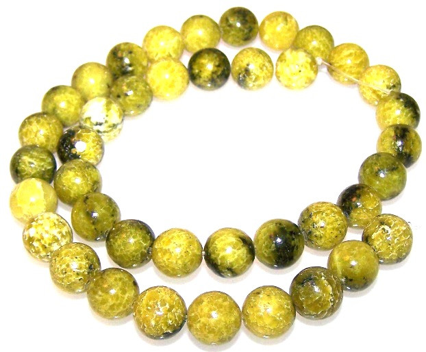 1 Strand of Yellow Matrix Jasper 10mm Round Semiprecious Gemstone Beads