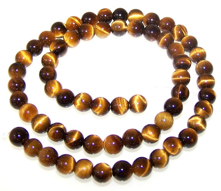 1 Strand of 6mm Round Semiprecious Gemstone Beads - Natural Tiger Eye