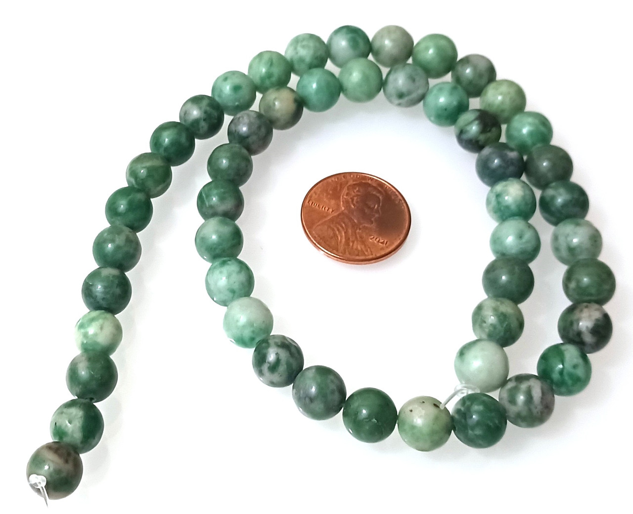1 Strand of 8mm Round Semiprecious Gemstone Beads - Qinghai Jade