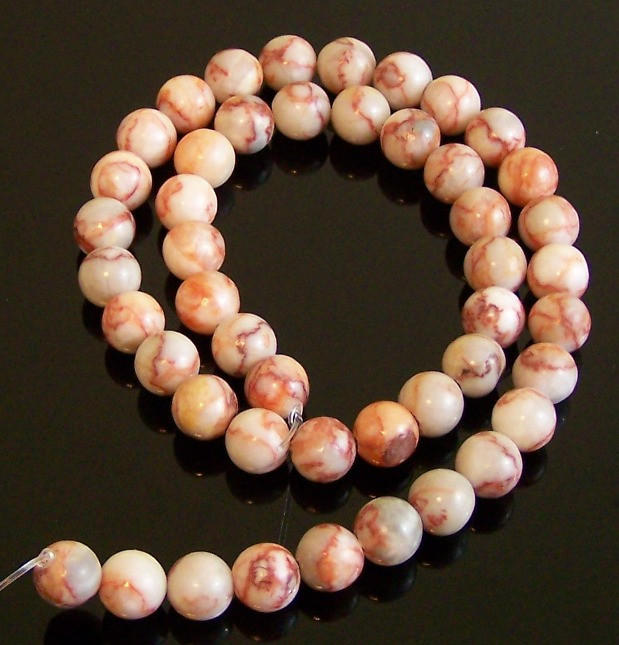 1 Strand of 8mm Round Semiprecious Gemstone Beads - Red Map Jasper