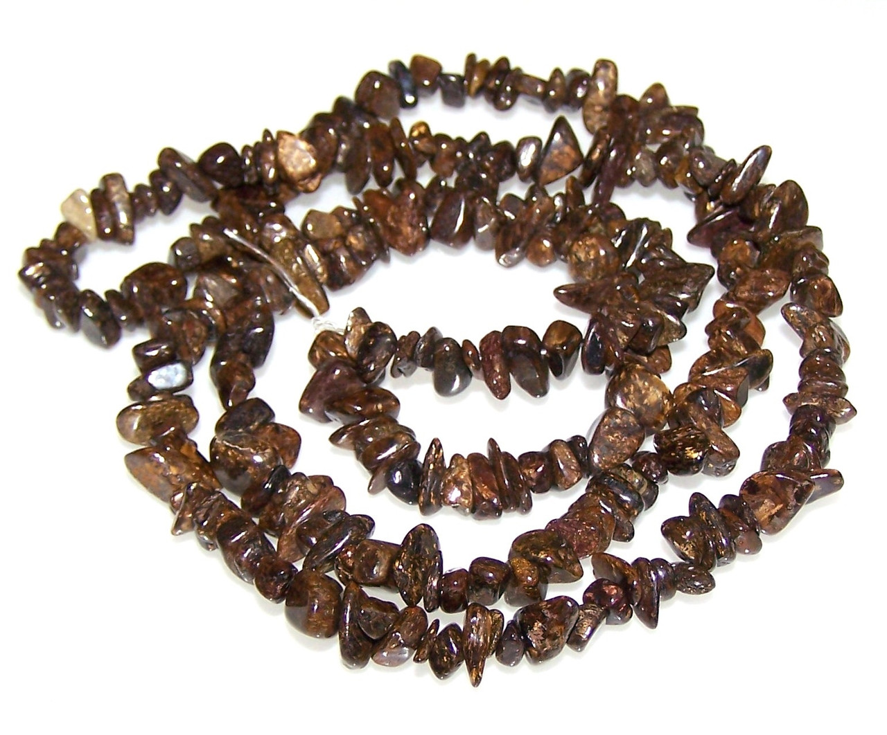 1 Strand of Semiprecious Gemstone Chip Beads - Bronzite