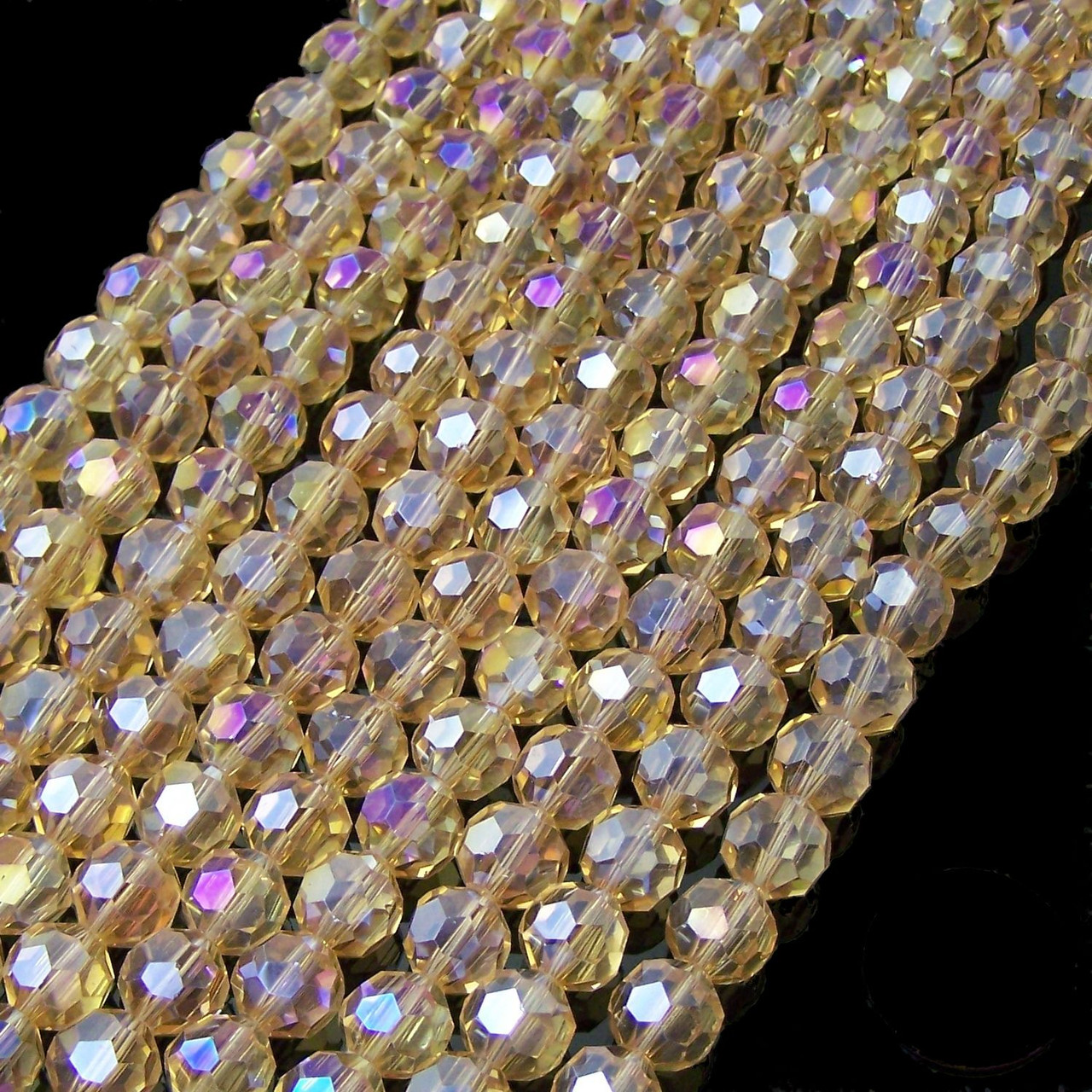 1 Strand of 10mm Glass Crystal Rounds - Gold AB