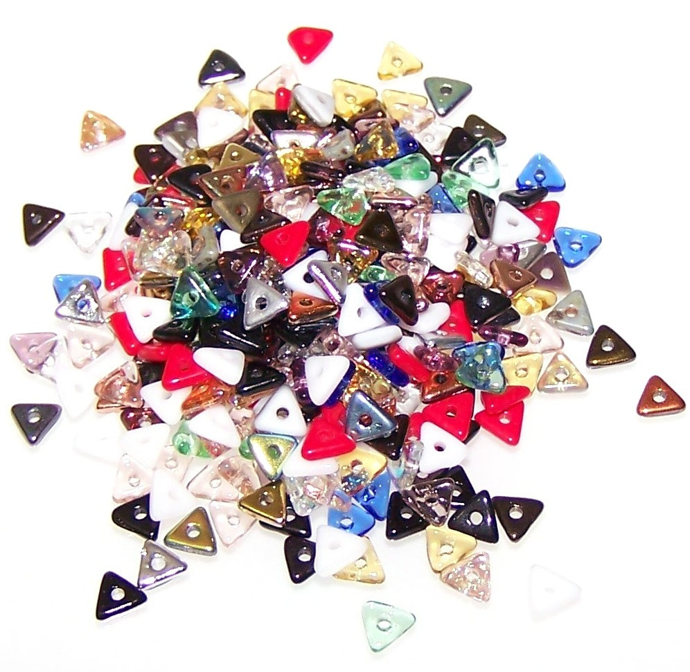 5 Grams of Czech Glass 4mm Tri-Beads - Assorted Colors