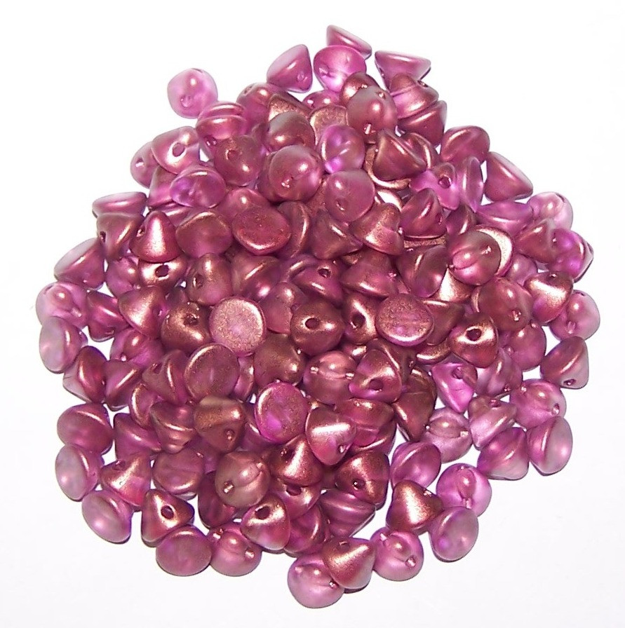 5 Grams of 4mm Czech Glass Button Beads - Crystal GT Persian Pink