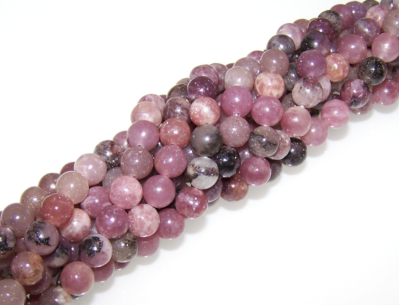 1 Strand of 8mm Round Semiprecious Gemstone Beads - Natural Lepidolite