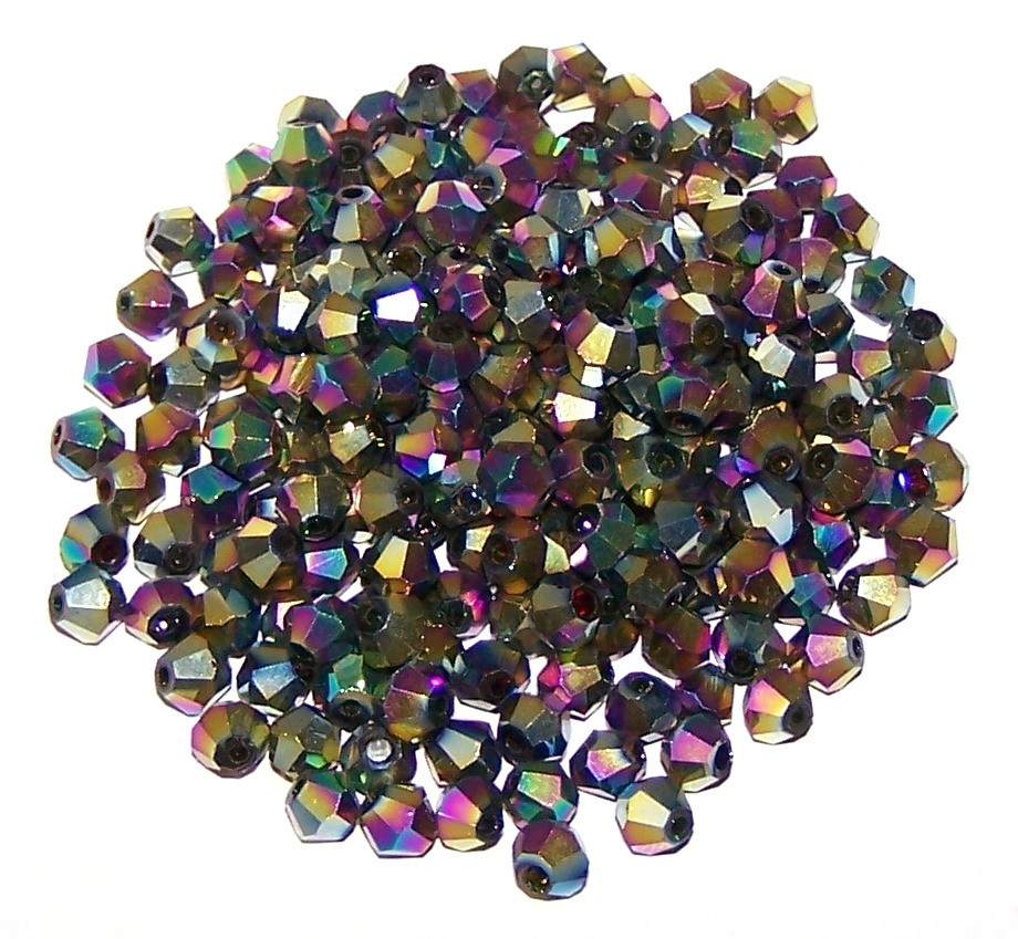 50 Full Rainbow Black 4mm Glass Crystal Bicones