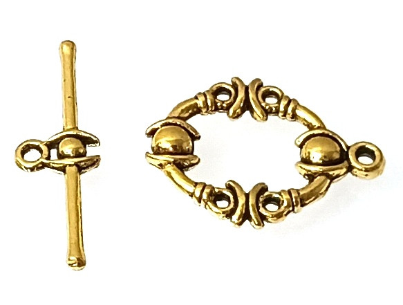 10 Antique Gold-Plated 16mm Ornate Toggle Clasps
