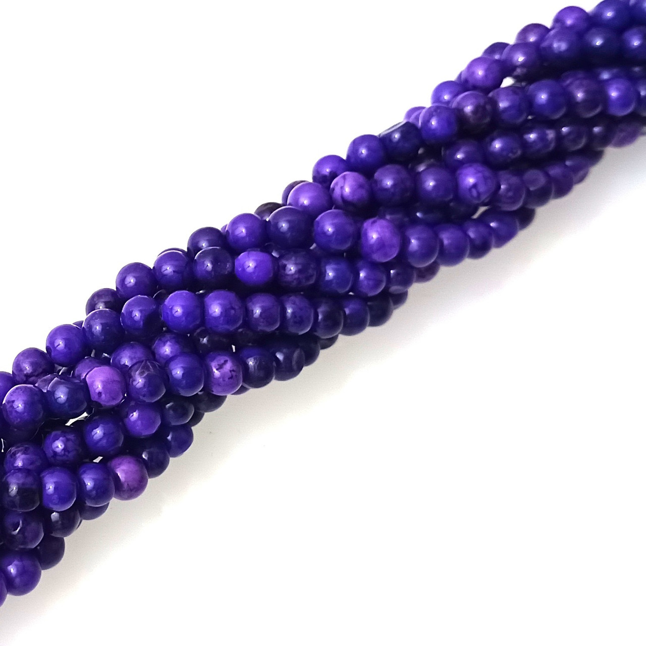 1 Strand of 6mm Round Purple Colored Howlite Beads