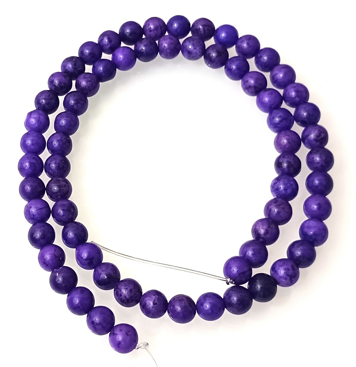 1 Strand of 6mm Round Purple Colored Howlite Beads