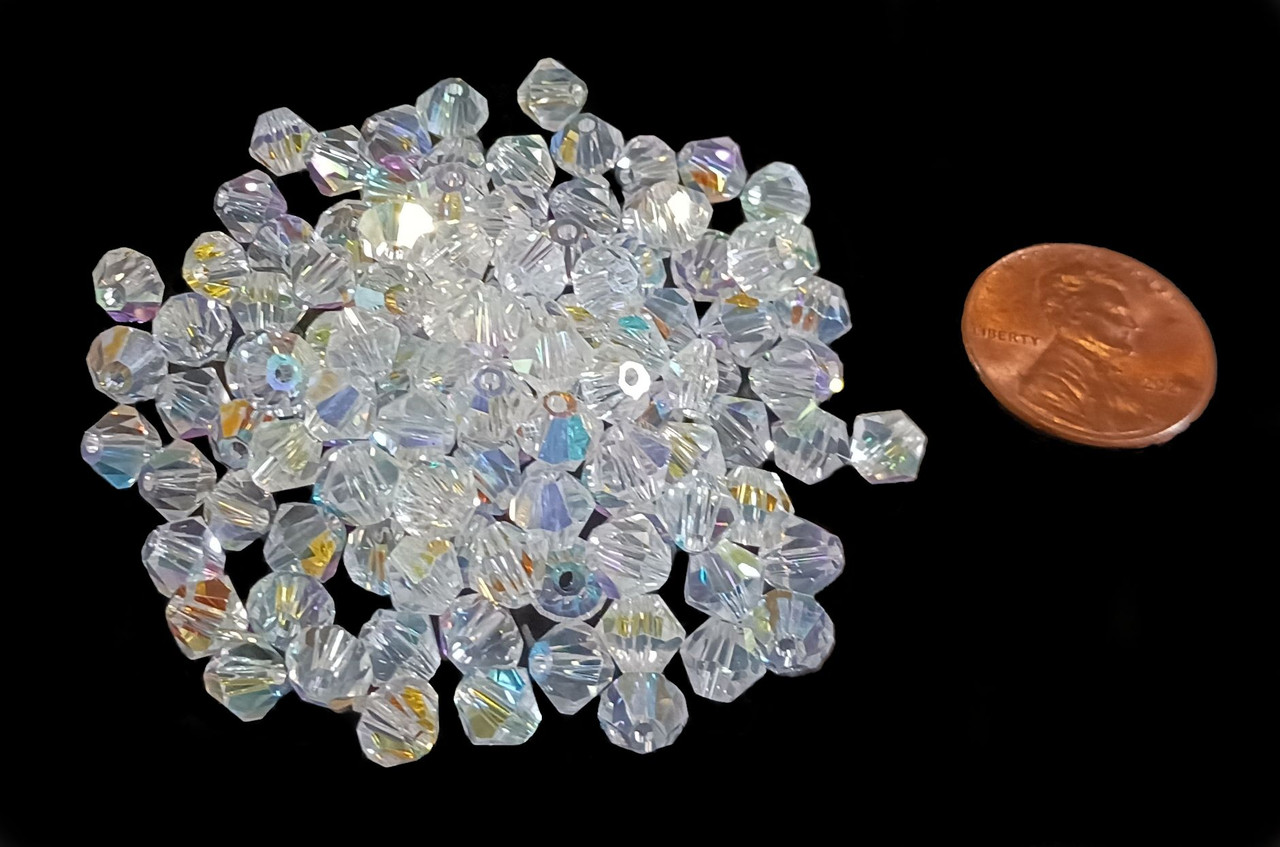 25 Crystal AB 6mm Glass Crystal Bicone Beads