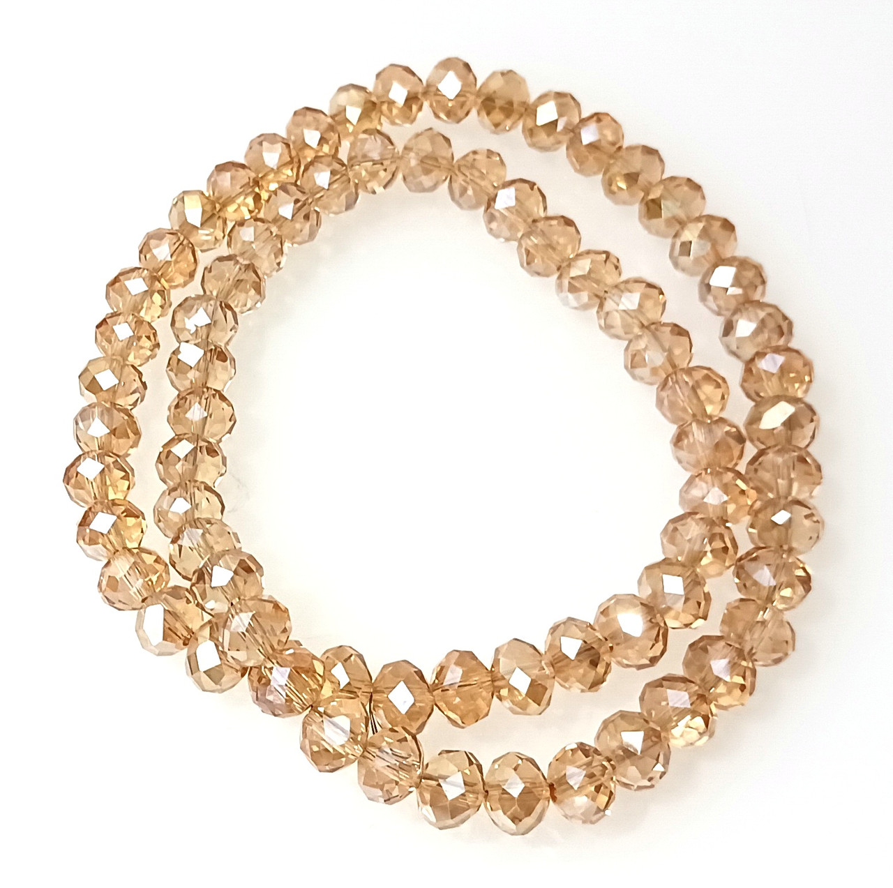 1 Strand of Light Gold AB 8x5mm Glass Crystal Rondelles
