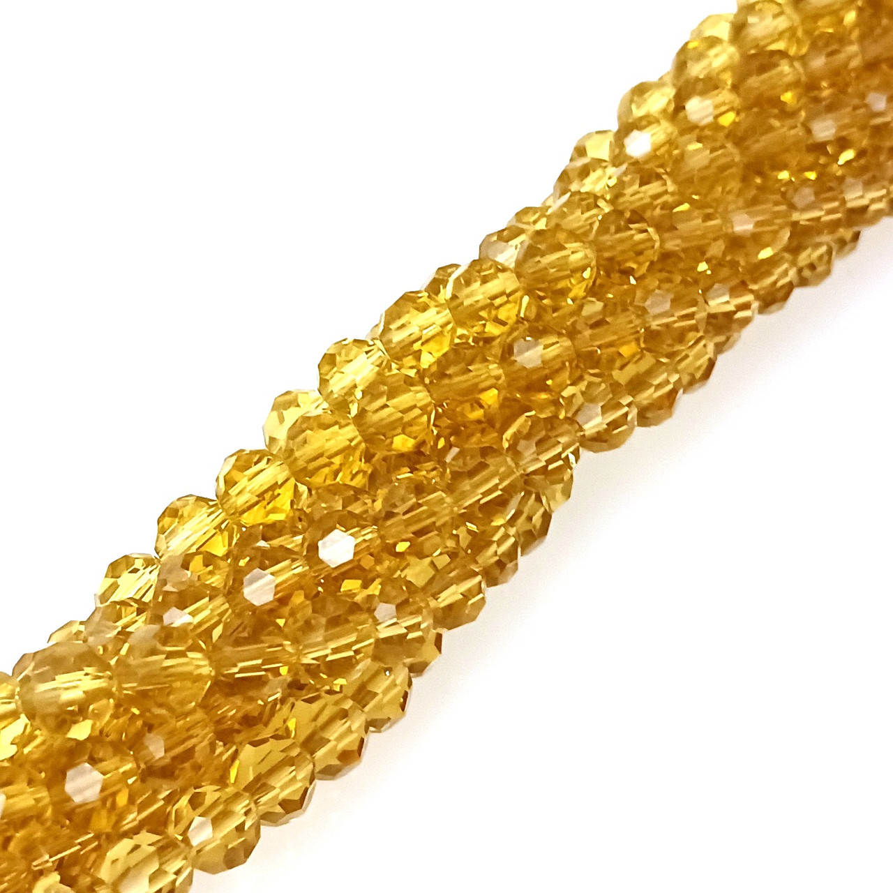1 Strand Of 6mm Glass Crystal Rounds Champagne