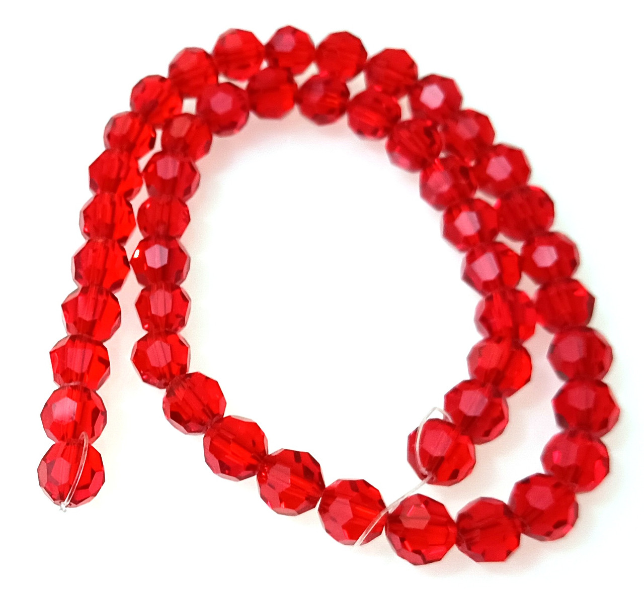 1 Strand Of 8mm Glass Crystal Rounds Ruby Red