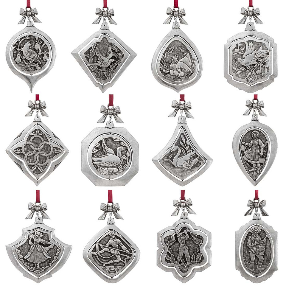 12 Days of Christmas Ornaments- Made in the USA- Danforth Pewter