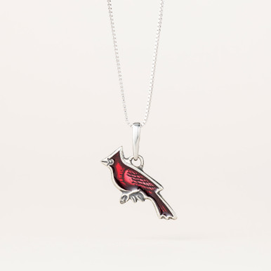 Red Cardinal Necklace Pewter and Silver Danforth Pewter USA