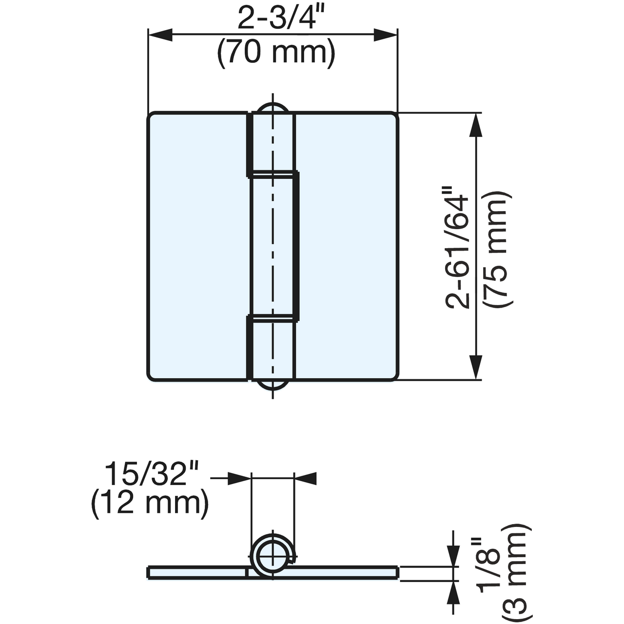 Weld On Butt Hinge, 304 Stainless Steel - FHS-75 - Sugatsune America