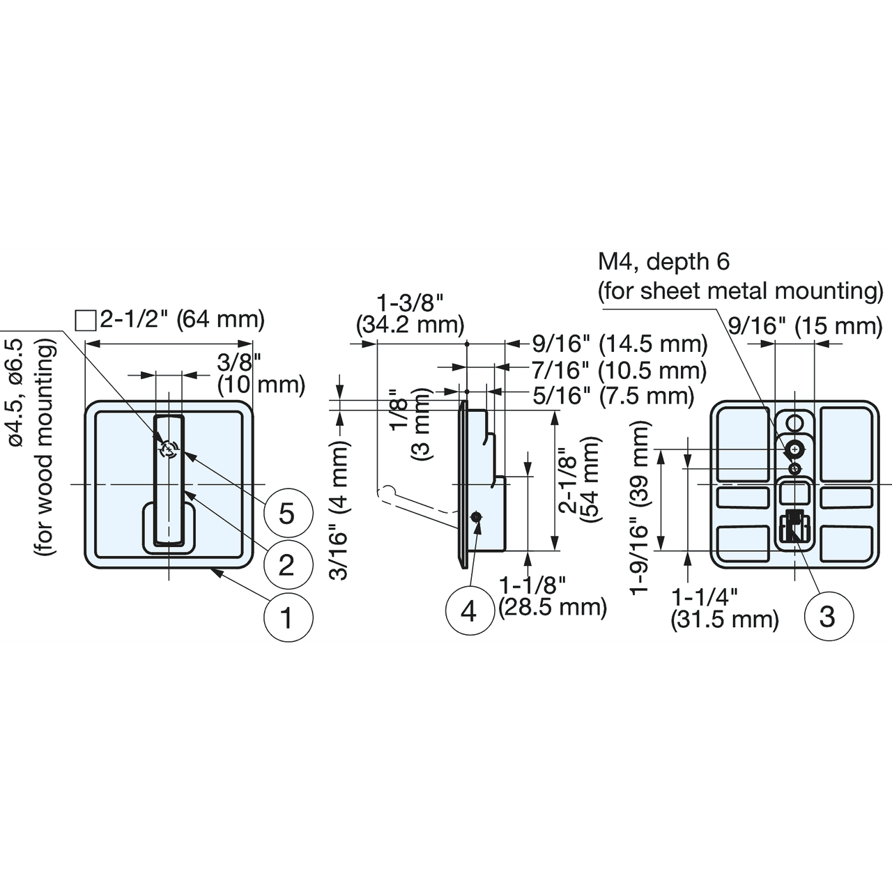 2-1/2" Square Retractable Hook (Chrome) - NF-K64-CR - Sugatsune America