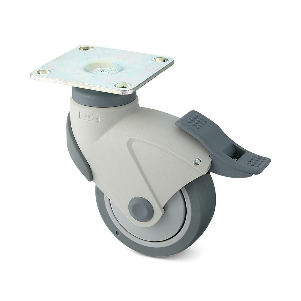 Dual Brake System Caster With Brake (Plate) - EX-100PS - Sugatsune America