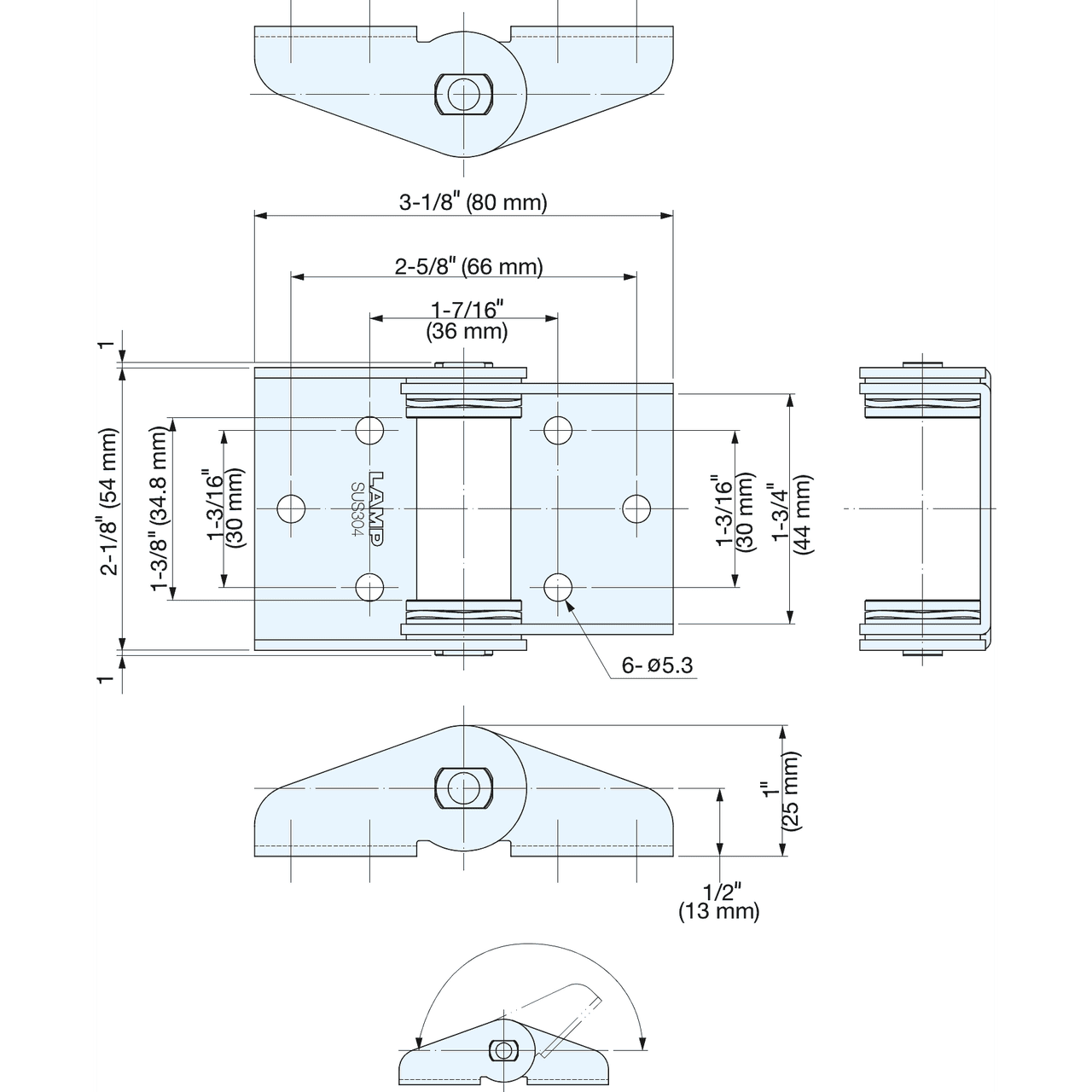 Stainless Steel Torque Hinge - HG-ITM50 - Sugatsune America