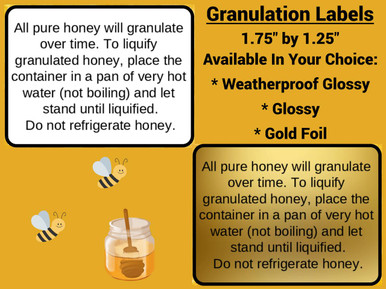 Small Honey Granulation Labels - 32 Count | Lappe's Bee Supply