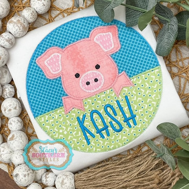Pig In Circle Applique