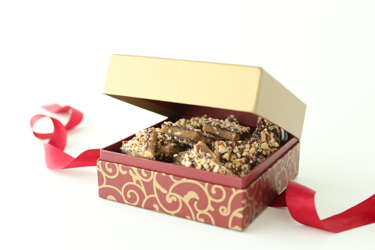 One pound Gift Box - Dark Chocolate Toffee - Beverly's English Toffee
