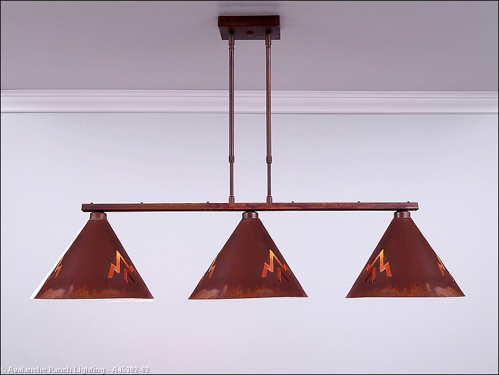 Canyon-Deception Pass Three Light Island Pendant in Rust Patina