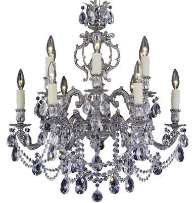 Rosetta 12 Light Chandelier in Polished Brass w/Black Inlay