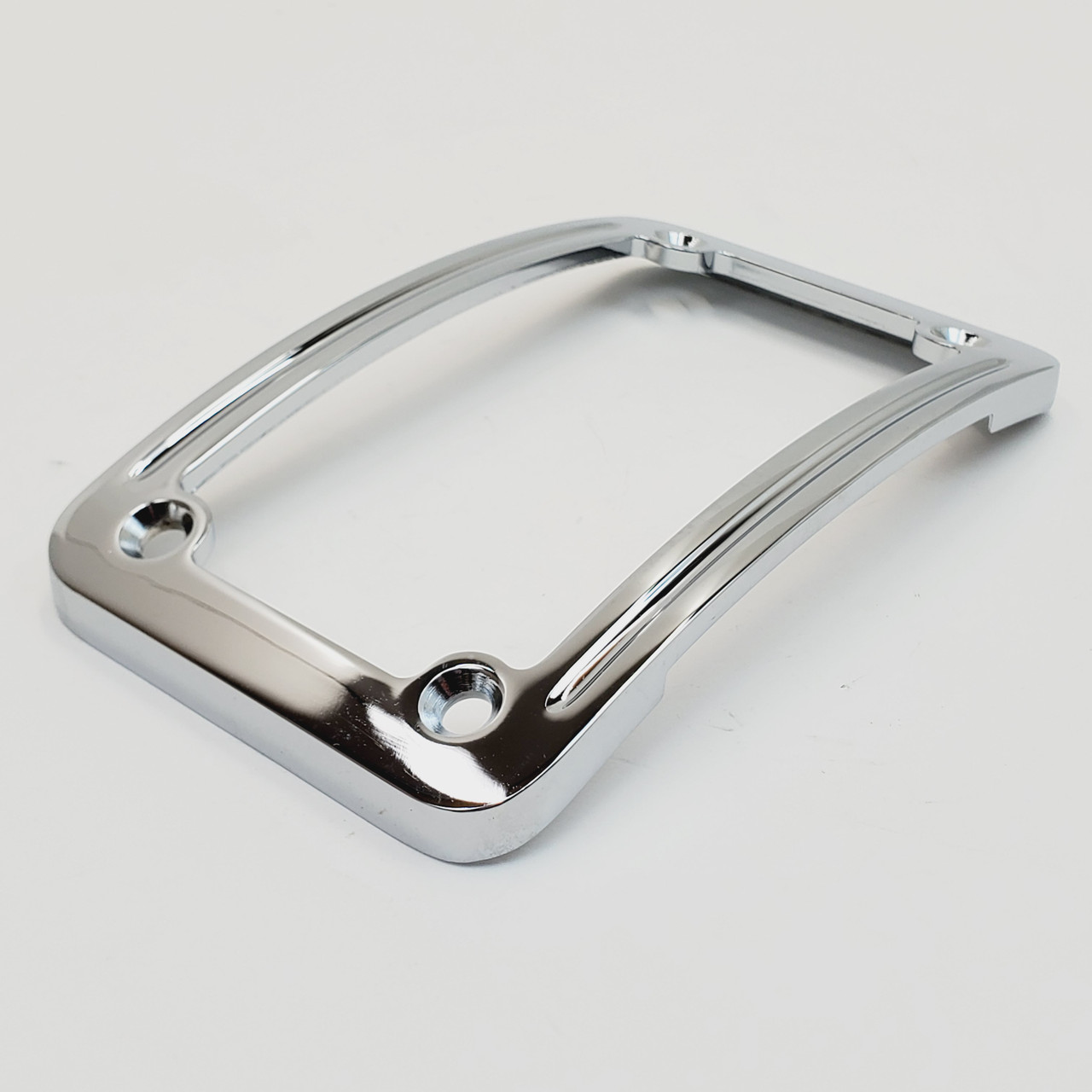 Chrome Curved Laydown License Plate Frame/Mount with 3-Hole Mounting ...