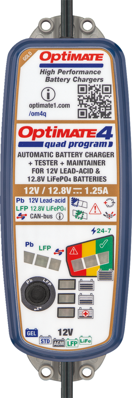 TECMATE Battery Charger/Maintainer - OptiMate* 4 - Quad Program TM631 ...