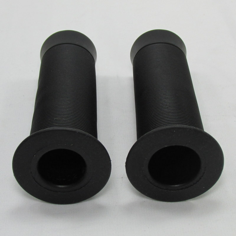 1” BMX Moto Style Ribbed Rubber Motorcycle Grips - Black