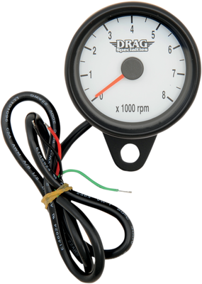 DRAG SPECIALTIES Mini Electronic Tachometer - White - Backlit LED Black ...
