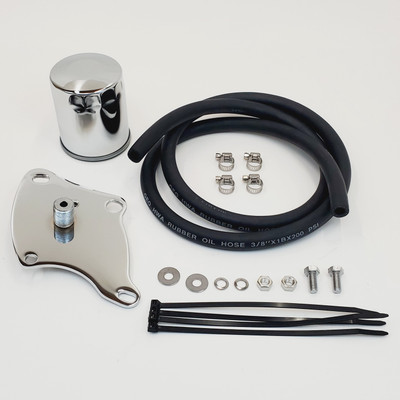 Chrome Remote Oil Filter Relocation Kit with Mounting Plate, Filter ...