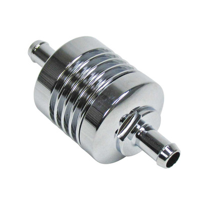 Hi-Flow Fuel Filter with Removable Mesh Screen - Chrome Billet Aluminum ...