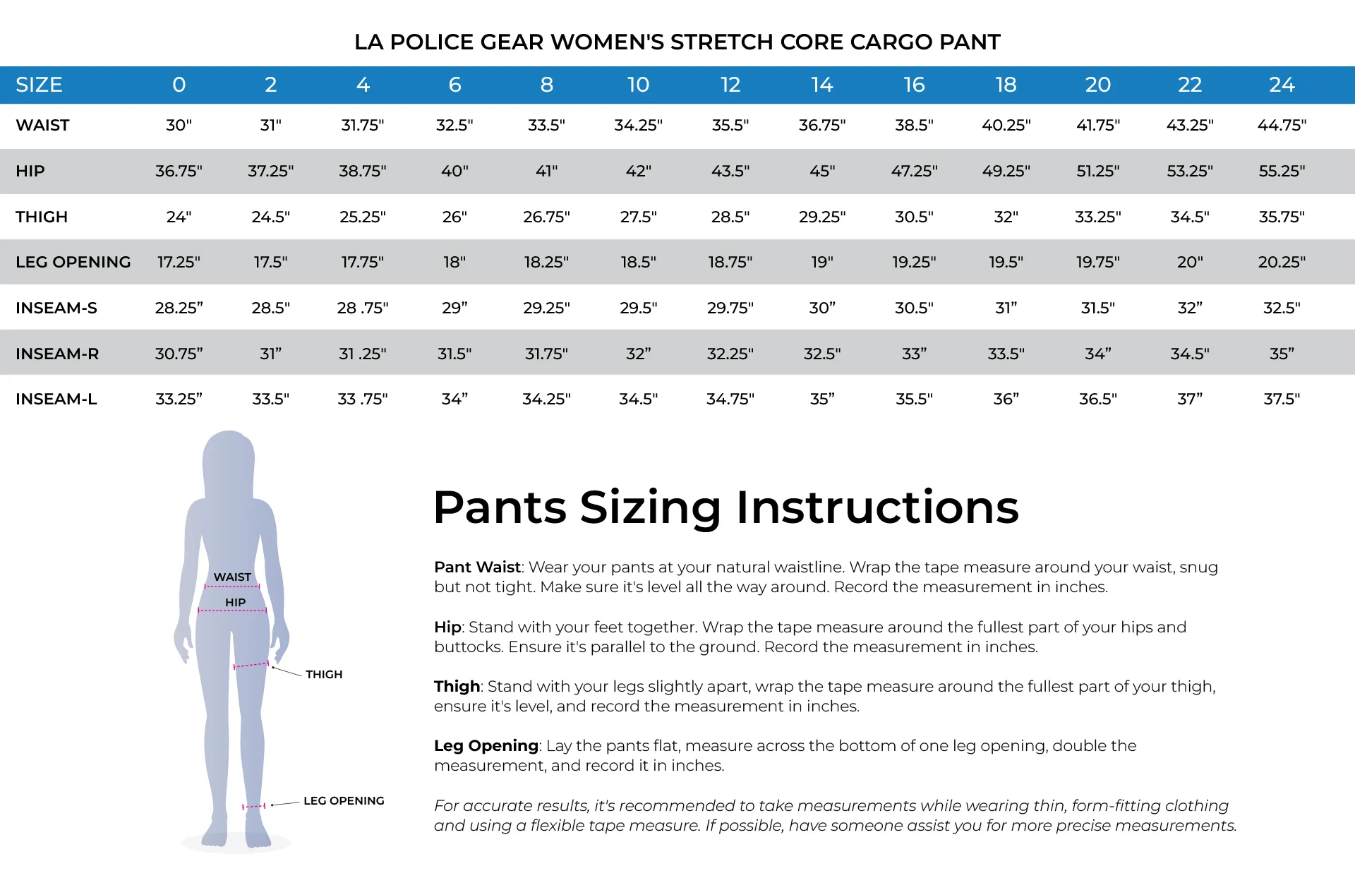 LAPG Women's Stretch Core Cargo Tactical Pants