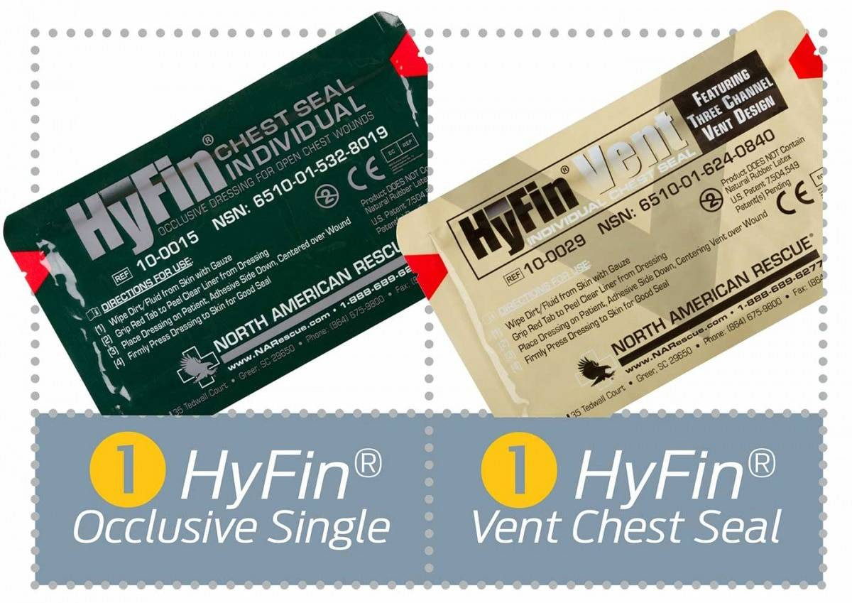North American Rescue USMC HYFIN Chest Seal Combo Pack 85-1045