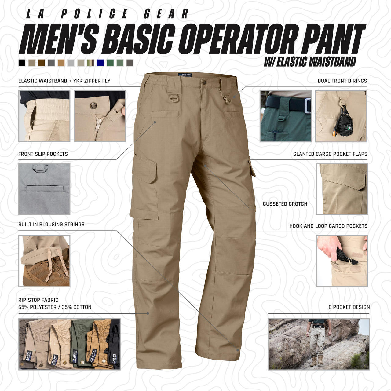 Men’s Pants with Elastic Waist and Belt Loops | LAPG