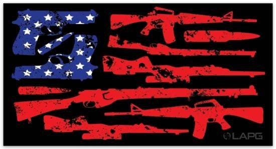 LA Police Gear Guns Flag Sticker