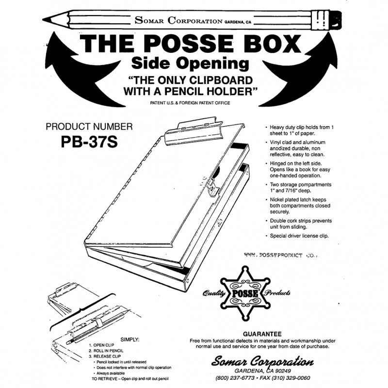Posse Box PB-37S Side Opening Clipboard Box
