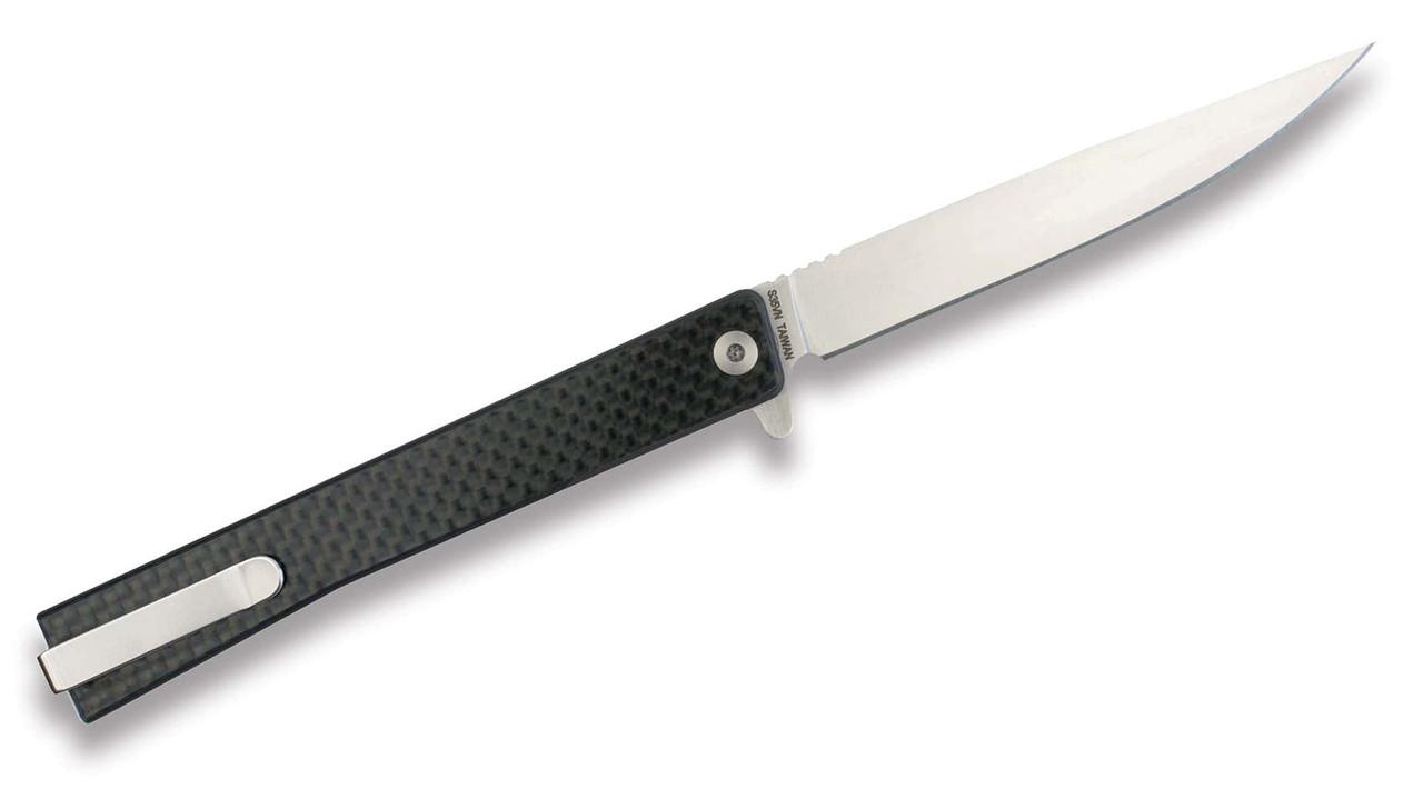 Ocaso Solstice Satin Blade With Carbon Fiber Handle Flipper Folding Knife