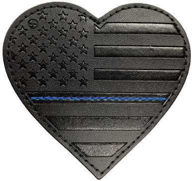 LA Police Gear Thin Blue Line Flag Heart Leather Patch