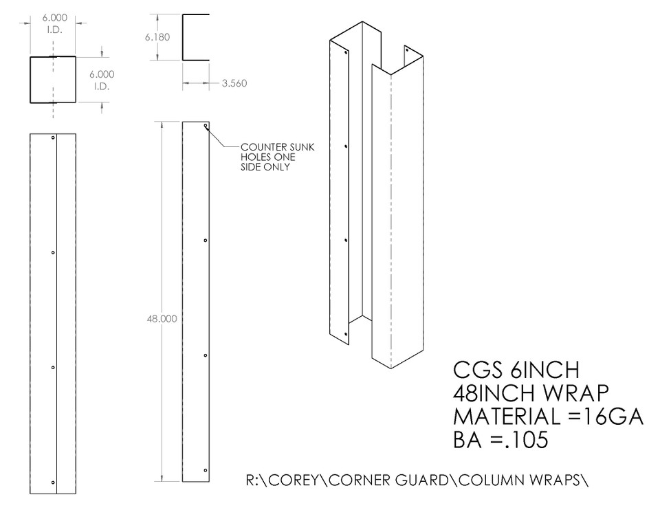 120in x 10in x 10in x 10in - 18ga, Sq...