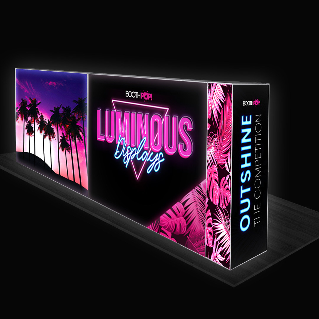 Luminous 20ft. Wall + Pillars Backlit Trade Show Booth Display Kit (E)