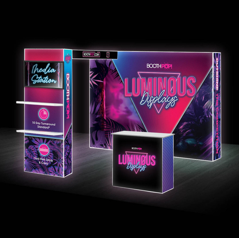 Luminous 10x10 Backlit Trade Show Booth Display Kit Backdrop & Arch (E)